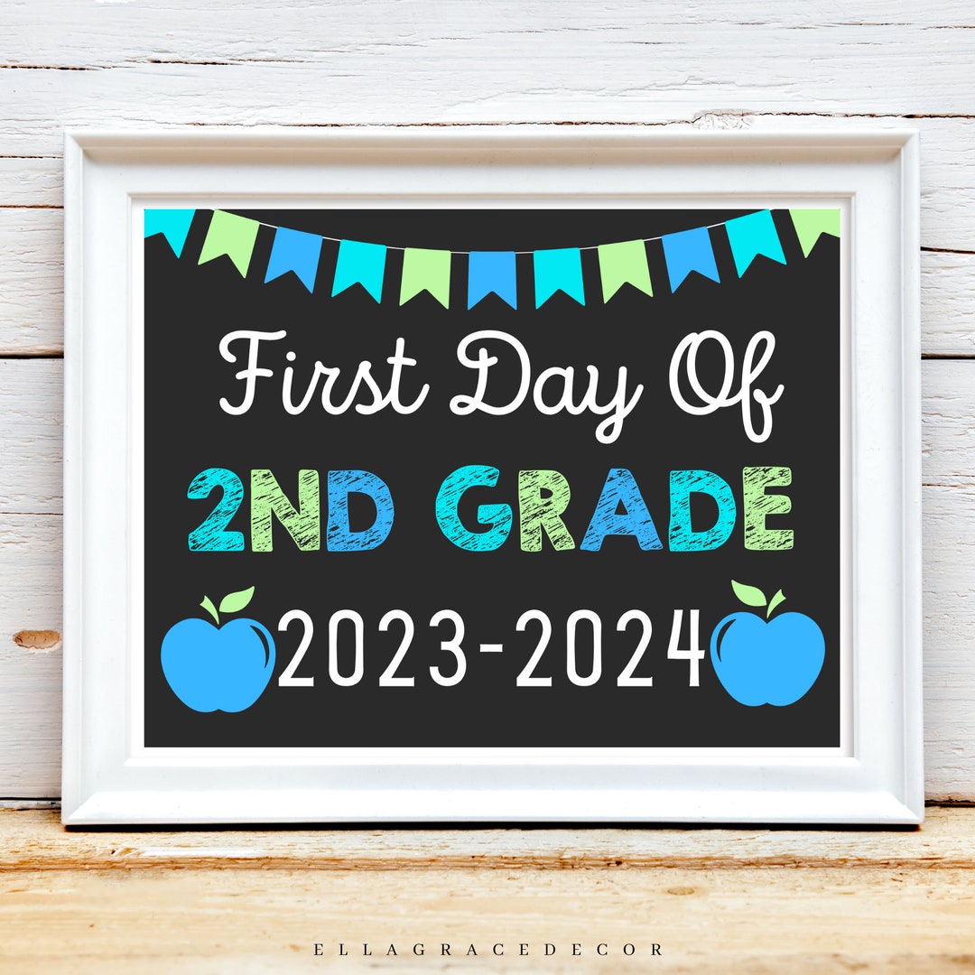 First Day of Second Grade Sign, First Day of School Sign, Second Grade ...