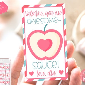 Editable Applesauce Pouch Valentine's Day Tag Printable - Etsy