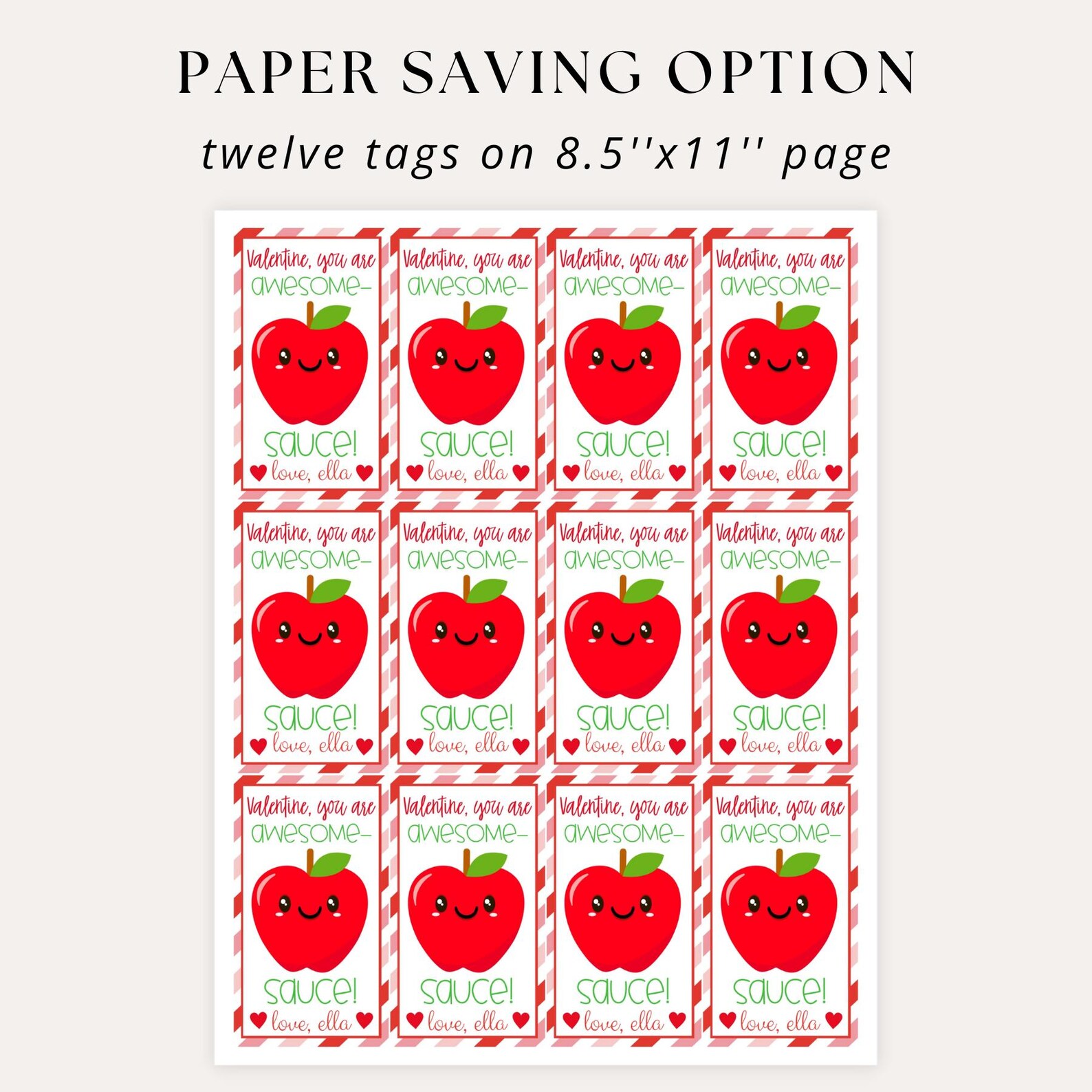 Editable Applesauce Pouch Valentine's Day Tag, Printable Valentine ...