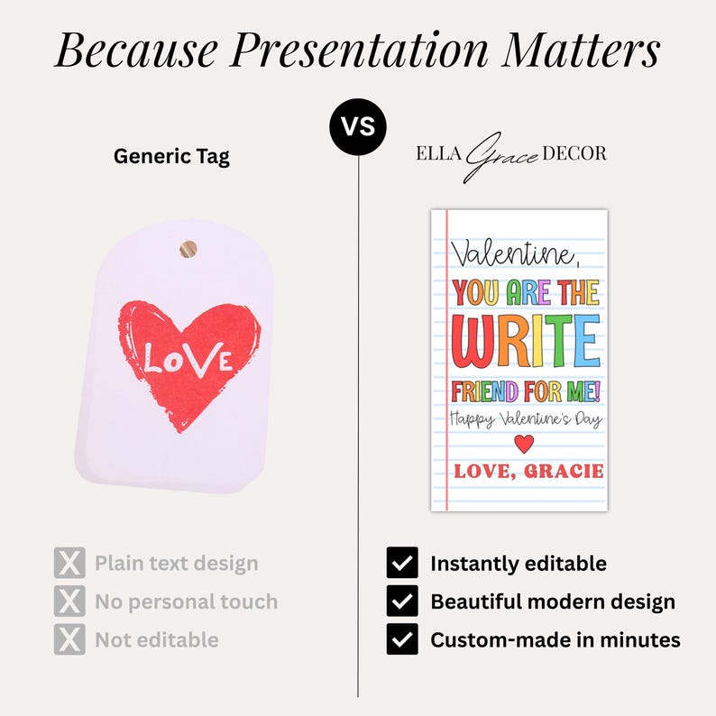 Write Valentine Printable, Write Valentines Tag, Kids Valentines Cards ...