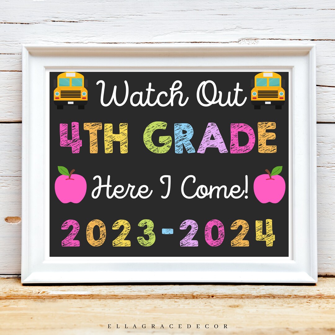 First Day of Fourth Grade Sign First Day of School Sign - Etsy