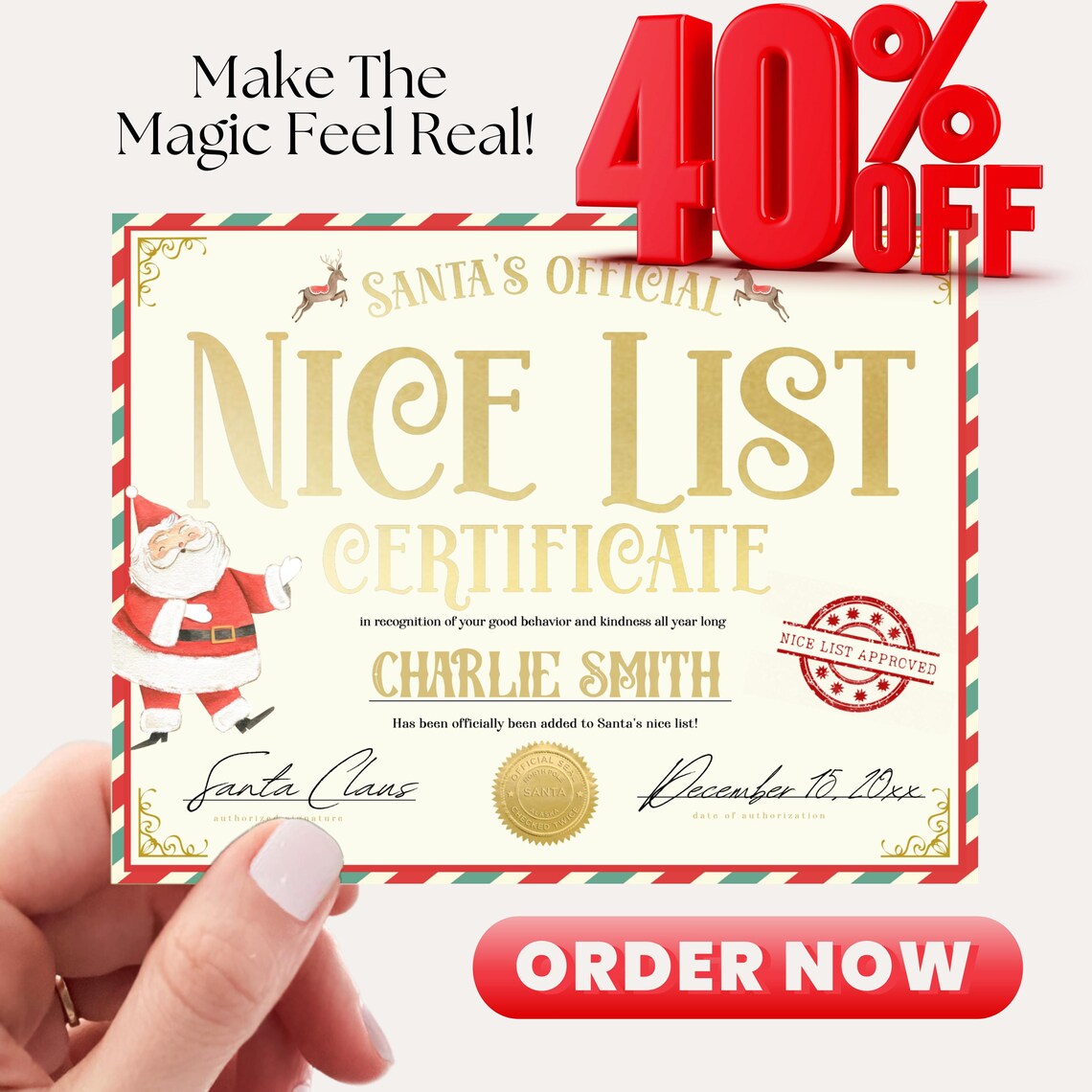 Editable Santa Claus Official Nice List Certificate, Letter From Desk ...
