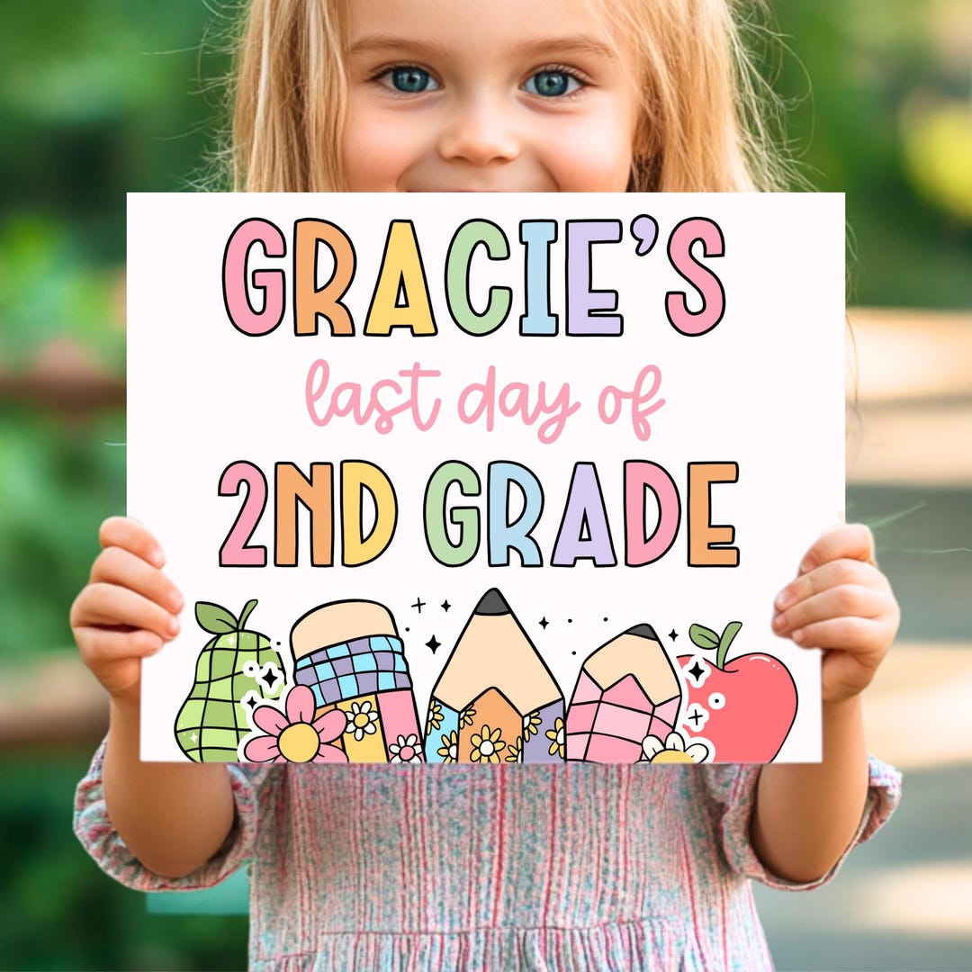 Editable Last Day of Second Grade Sign Printable Last Day of School ...
