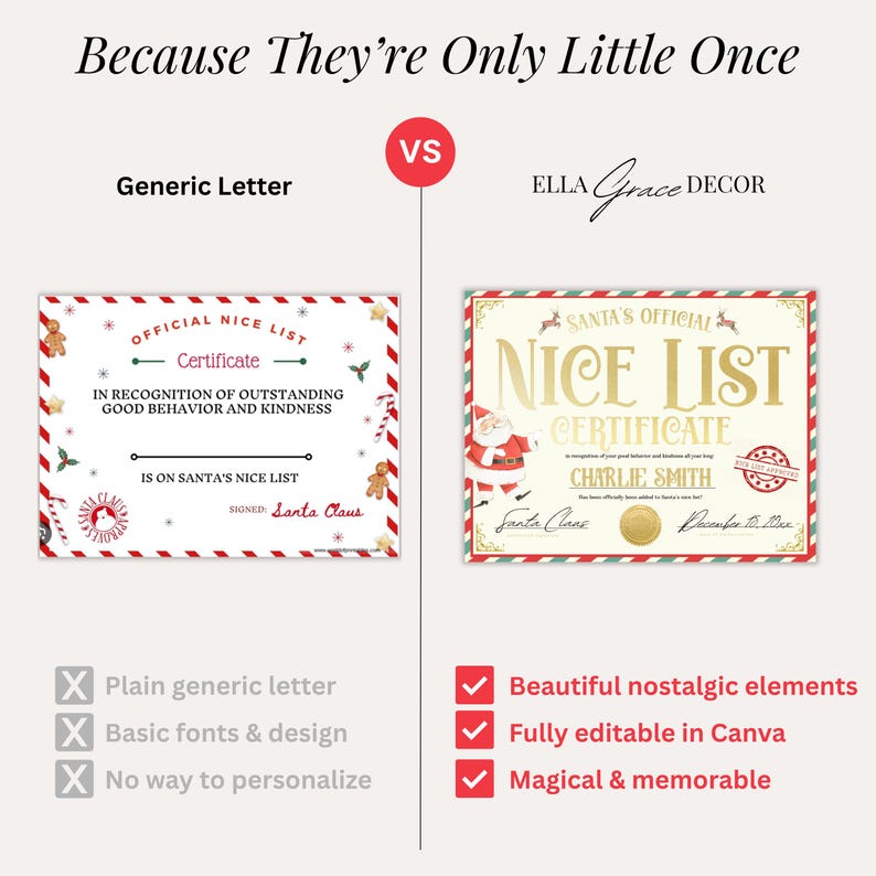 Editable Letter From Santa, Official Nice List Certificate From Santa ...