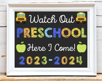 First Day of Preschool Sign Instant Download Print Yourself, First Day ...