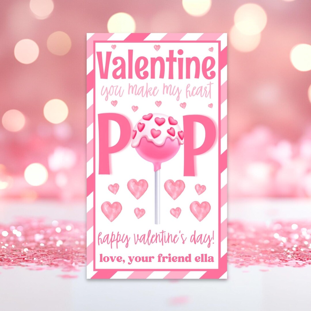Editable Valentine's Day Tag, Cake Pop Valentine's Tag, Cake Pop Tag ...