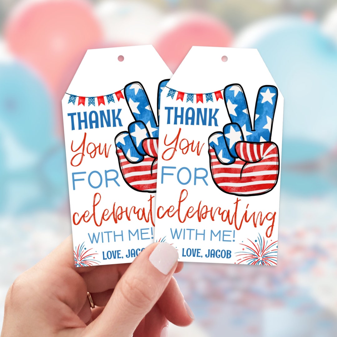 Editable 4th of July Birthday Favor Tag, 4th of July Red White and Blue ...