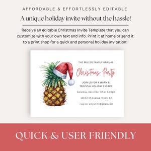 Tropical Christmas Invitation Editable Tropical Santa Christmas Party ...
