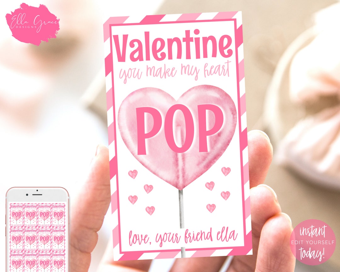 Editable You Make My Heart Pop Valentine's Day Gift Tag, Valentine ...