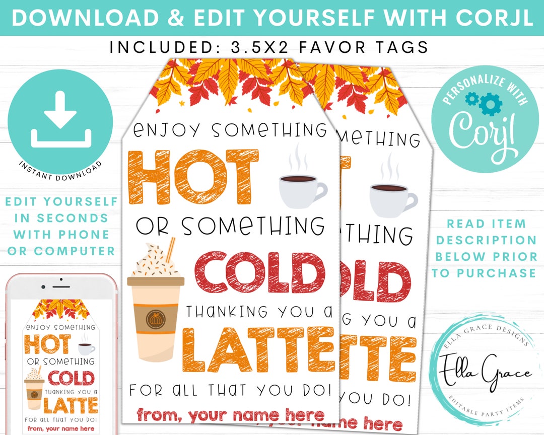 Editable Printable Autumn Treat Thank You Tag, Fall Appreciation Gift ...