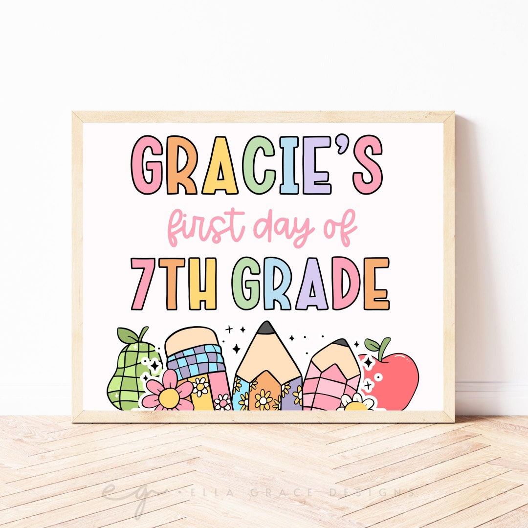 Editable First Day of 7th Grade Sign Printable, First Day of 7th Grade ...