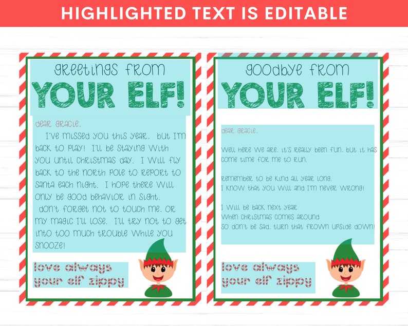 Editable Printable Digital Elf Letter Elf is Back Letter Elf - Etsy