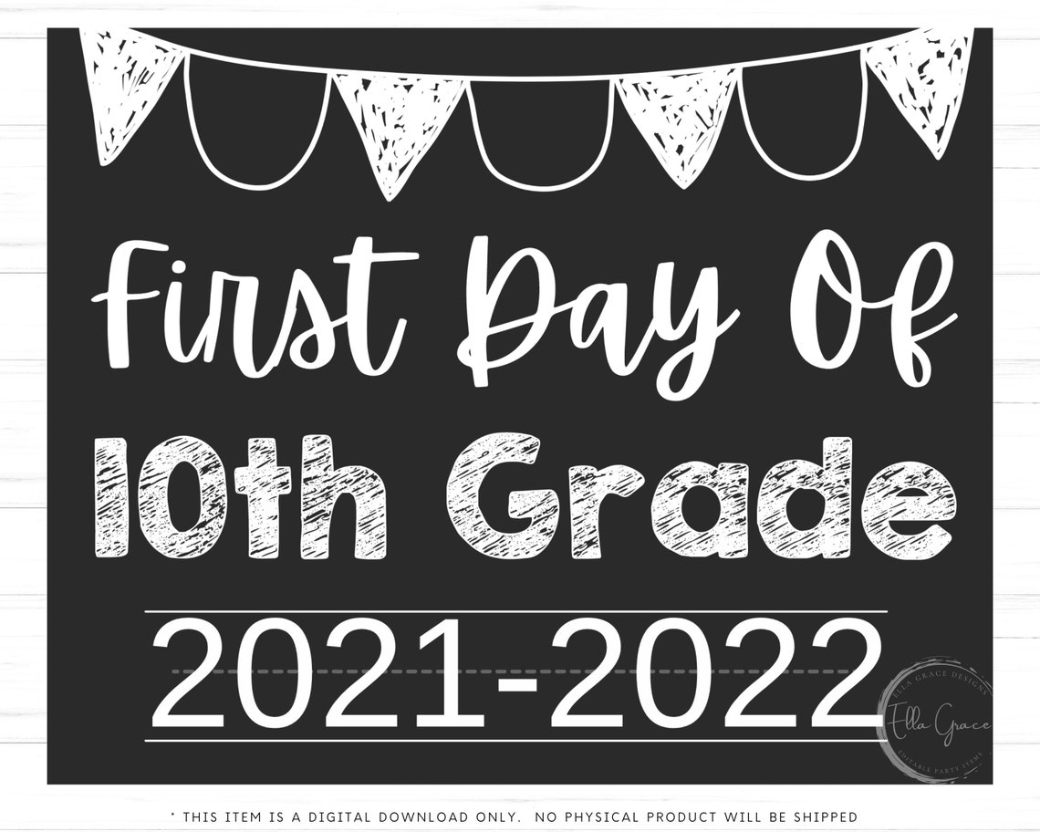 First Day of Tenth Grade Sign First Day of School Sign Tenth | Etsy