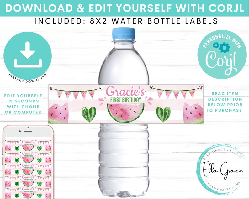 Editable Watermelon Party Package One in A Melon Party - Etsy