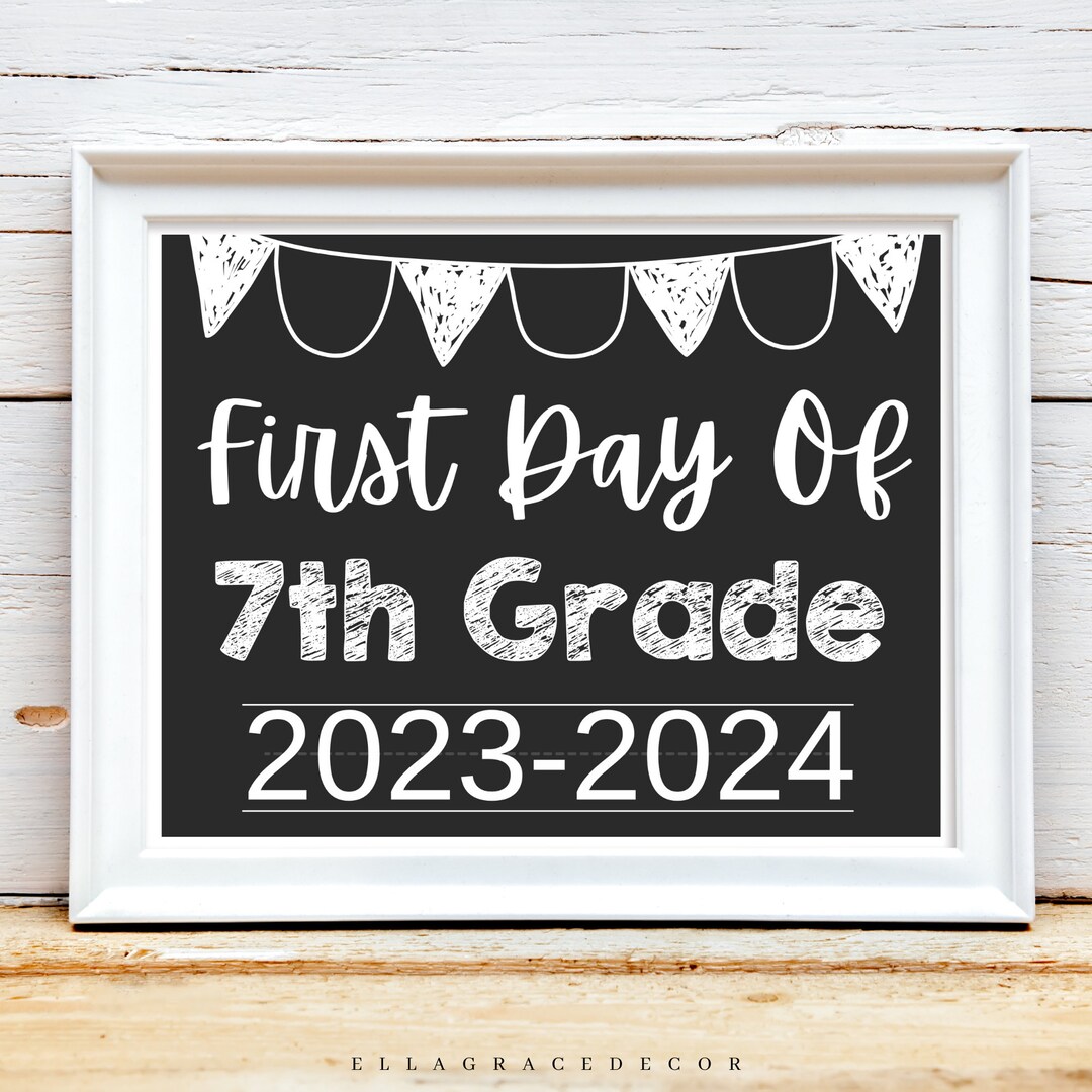 First Day of Seventh Grade Sign, First Day of School Sign, Seventh ...