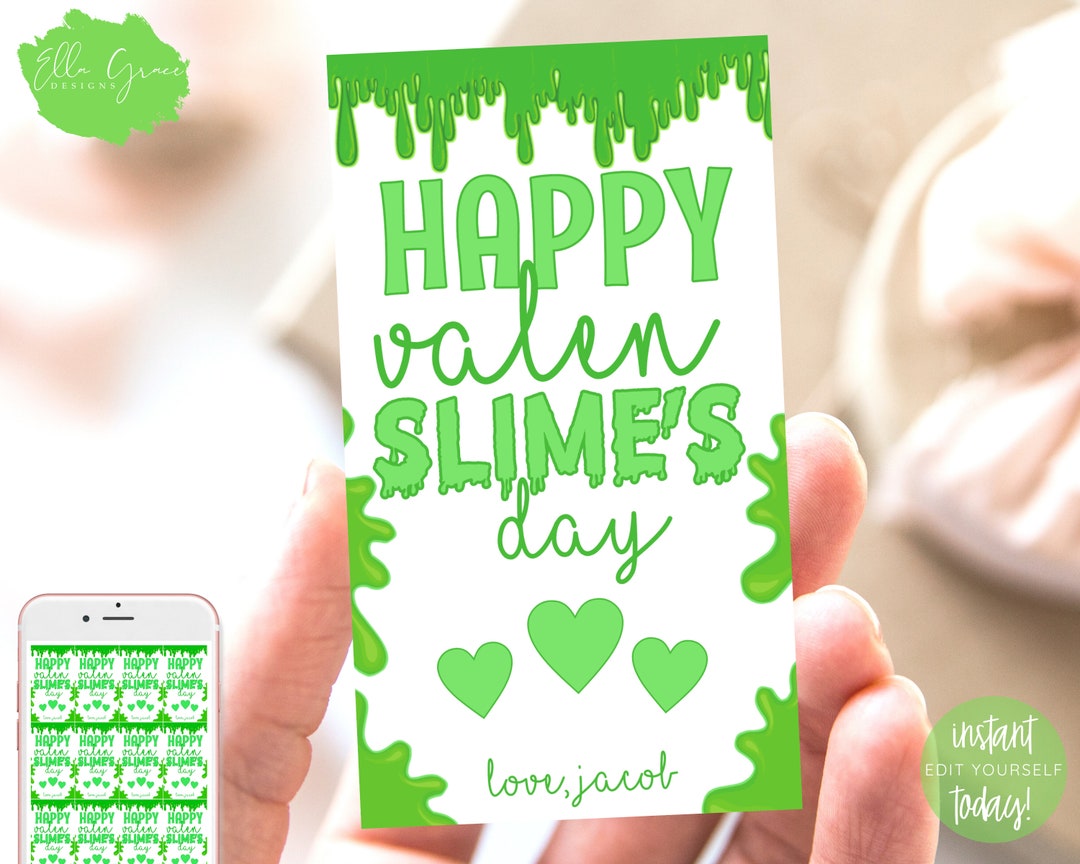 Editable Slime Valentine's Day Printable Tag, Non Food Valentine ...