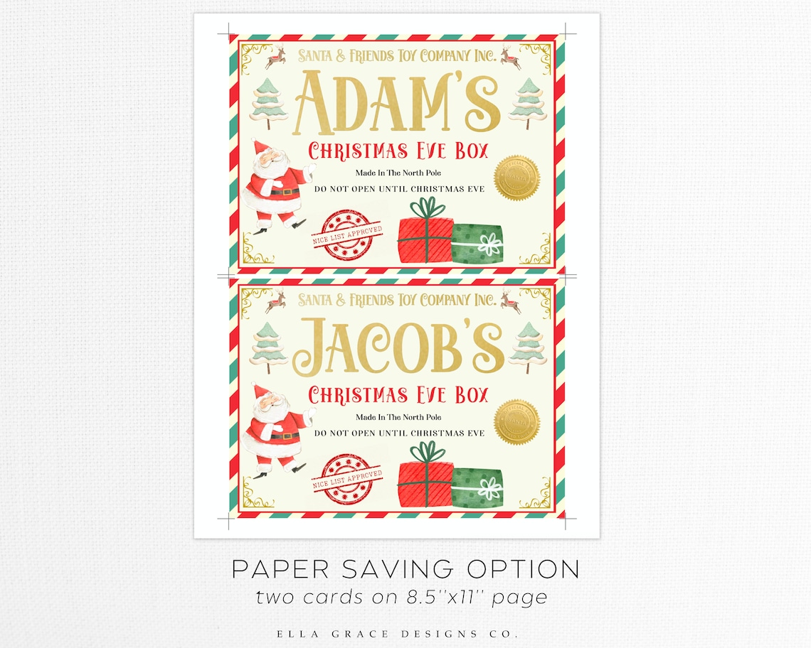 Printable Christmas Eve Box Label Personalized Night Before - Etsy