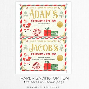 Printable Christmas Eve Box Label, Personalized Night Before Christmas ...