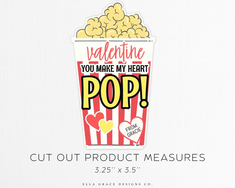 Valentine Popcorn Stickers Valentine's Day Stickers Boy - Etsy