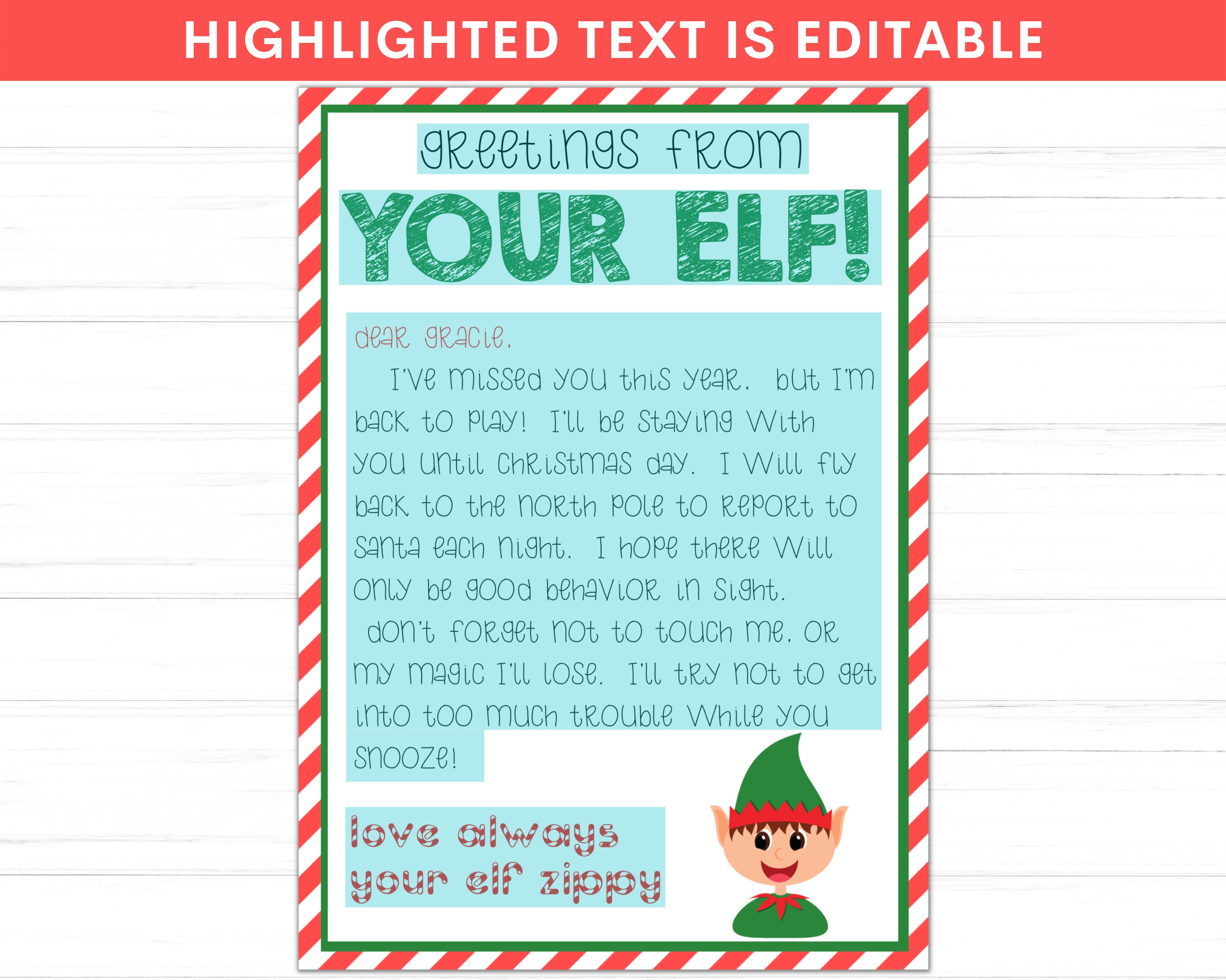 Editable Printable Digital Elf Letter Elf is Back Letter Elf | Etsy