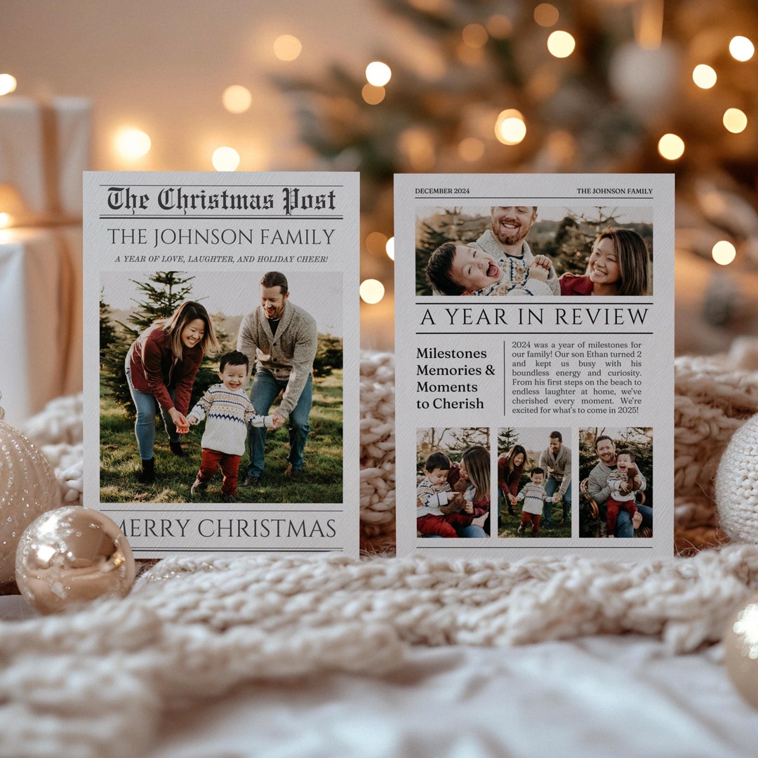 Newspaper Christmas Card Christmas Newsletter Template Editable Year in ...