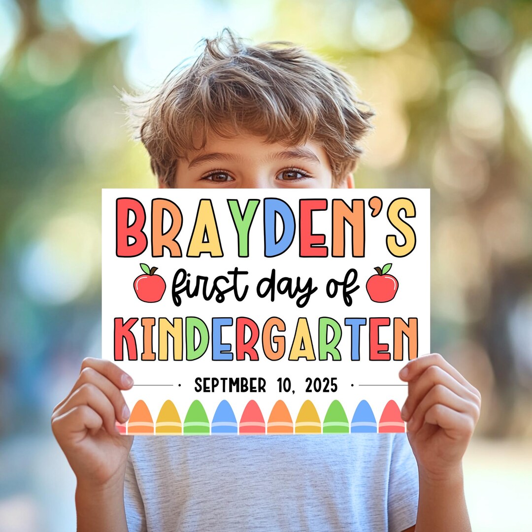 Editable First Day of Kindergarten Sign Printable Photo Prop Editable ...