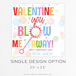 Editable Valentine Bubble Tags, Valentine You Blow Me Away Gift Tag ...