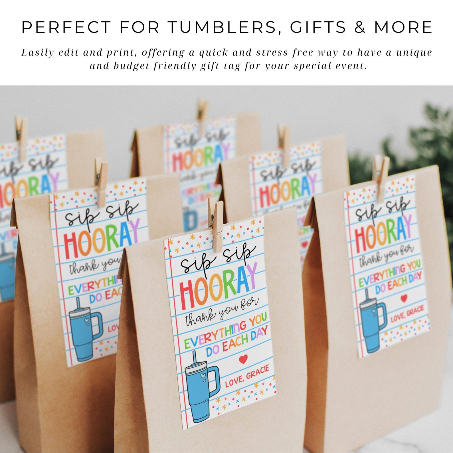 Teacher Appreciation Gift Tag Sip Sip Hooray Tag Printable Teacher ...