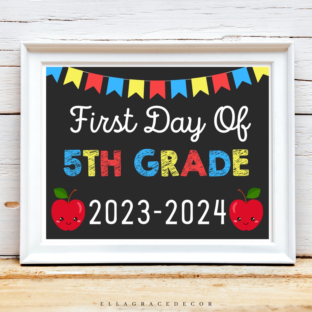 First Day of Fifth Grade Sign First Day of School Sign Fifth - Etsy