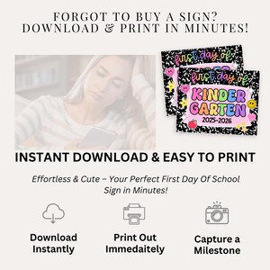 Printable Kindergarten Sign First Day of School Digital Photo Prop for ...