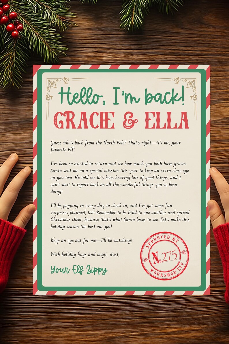 Editable Elf I'm Back Letter Elf Arrival Letter Elf Return Letter ...