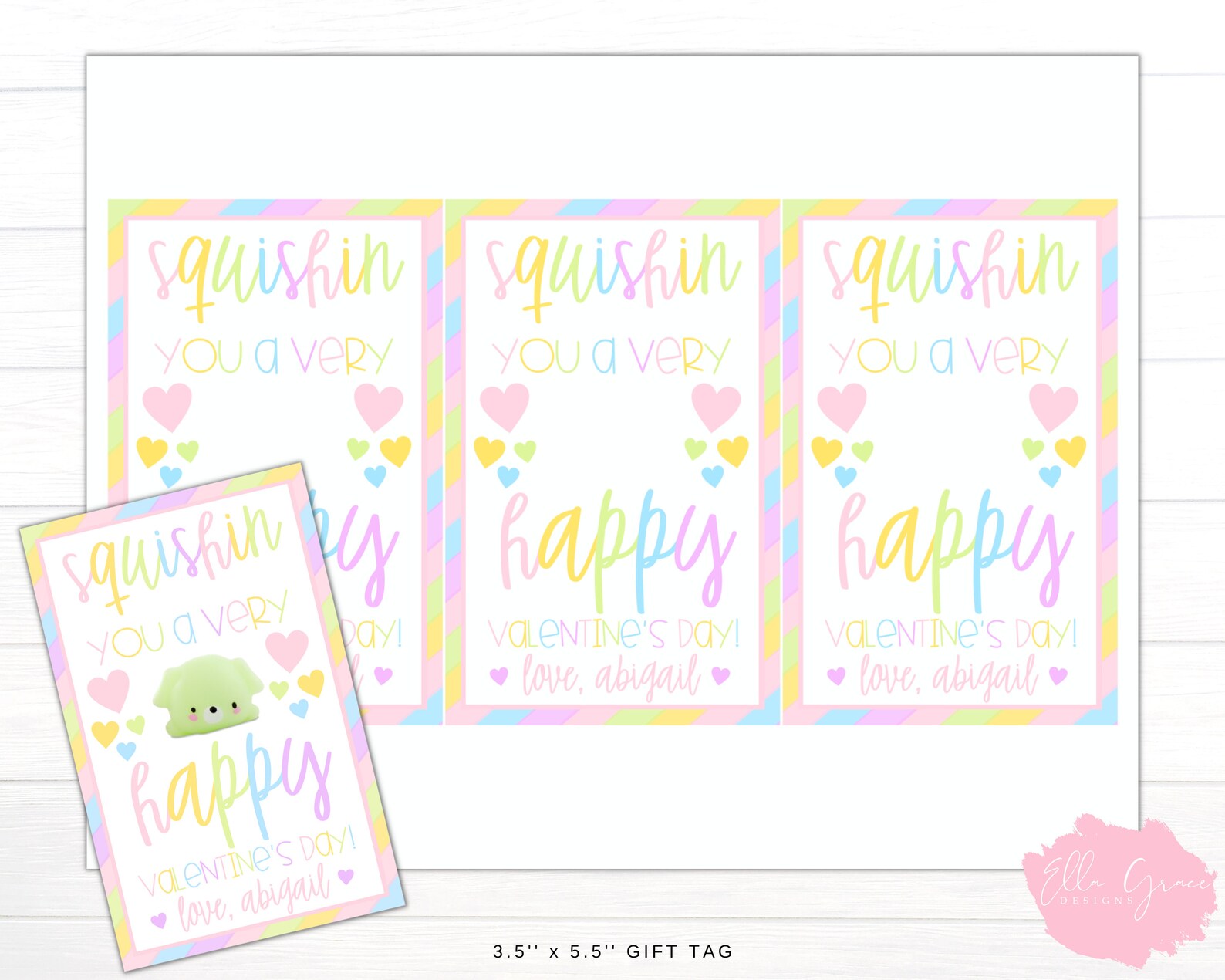 Editable Squish Valentine Cards Classroom Valentine's Day | Etsy