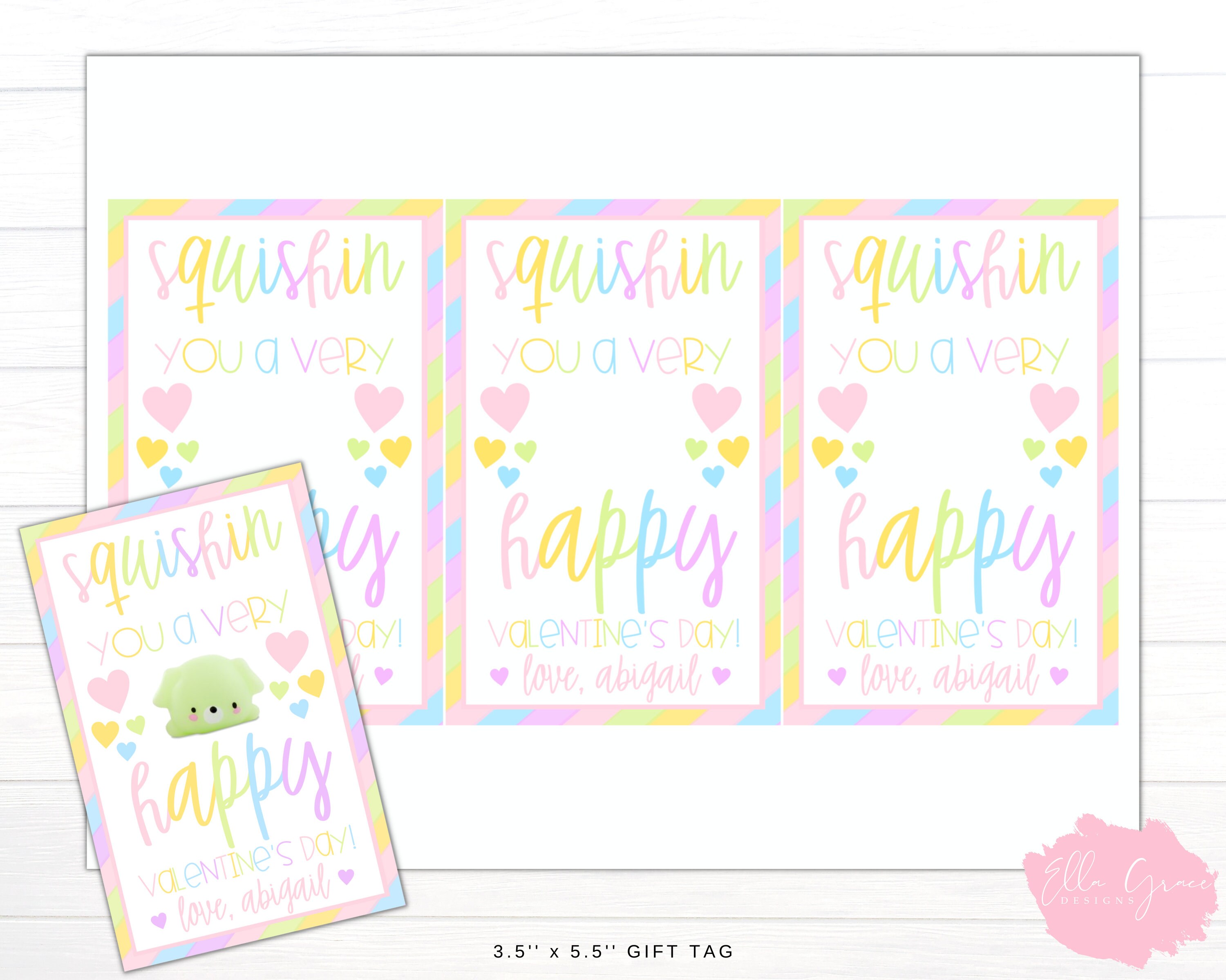 Editable Squish Valentine Cards Classroom Valentine's Day | Etsy