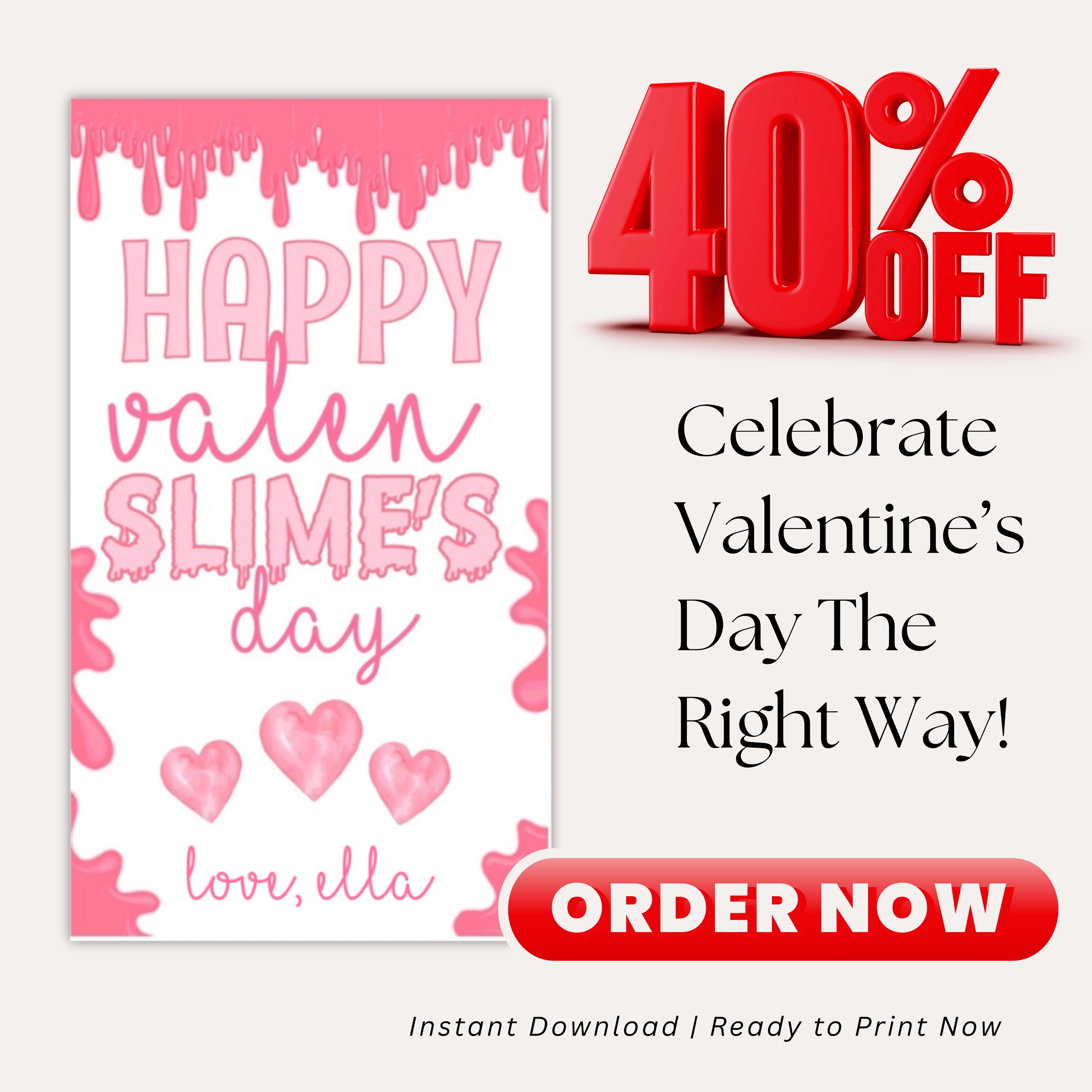 Editable Slime Valentine's Day Printable Tag, Non Food Valentine ...