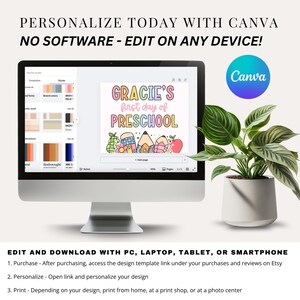 Editable First Day of Preschool Sign, Printable First Day of Preschool ...