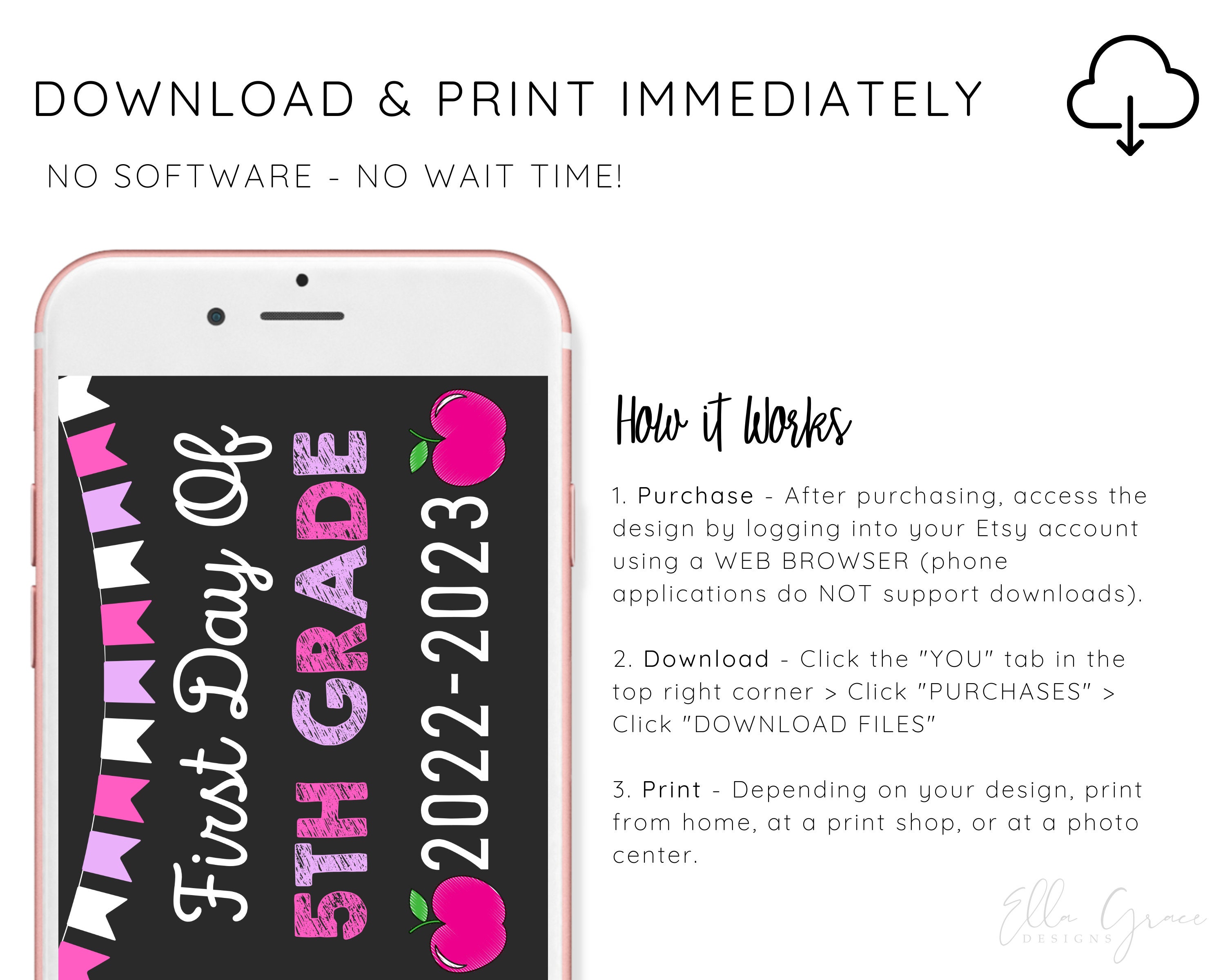 First Day of Fifth Grade Sign First Day of School Sign Fifth - Etsy