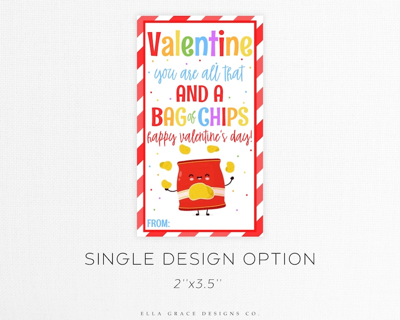 Editable Chip Bag Valentine's Day Gift Tag You Are All - Etsy