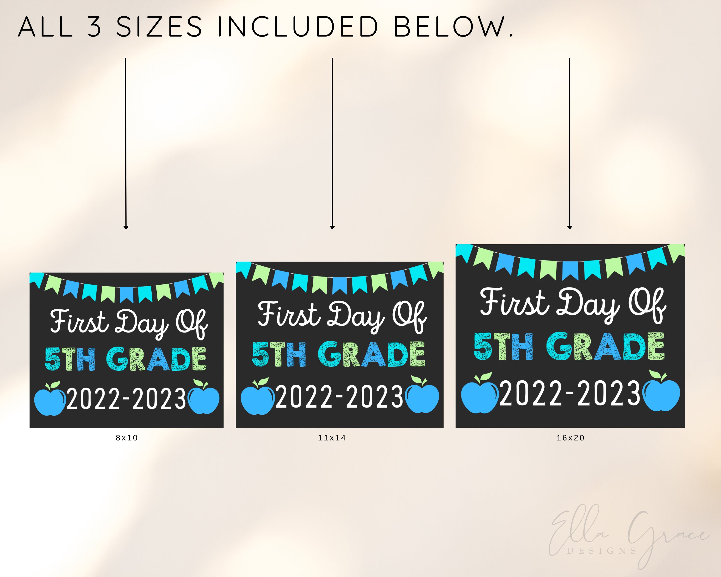 First Day of Fifth Grade Sign First Day of School Sign Fifth - Etsy