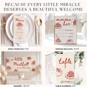 Little Meatball Baby Shower Bundle Editable Italian Theme Invitation ...