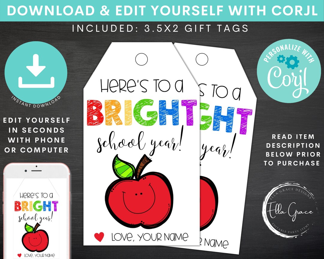 Editable Back to School Gift Tags for Teachers Printable - Etsy