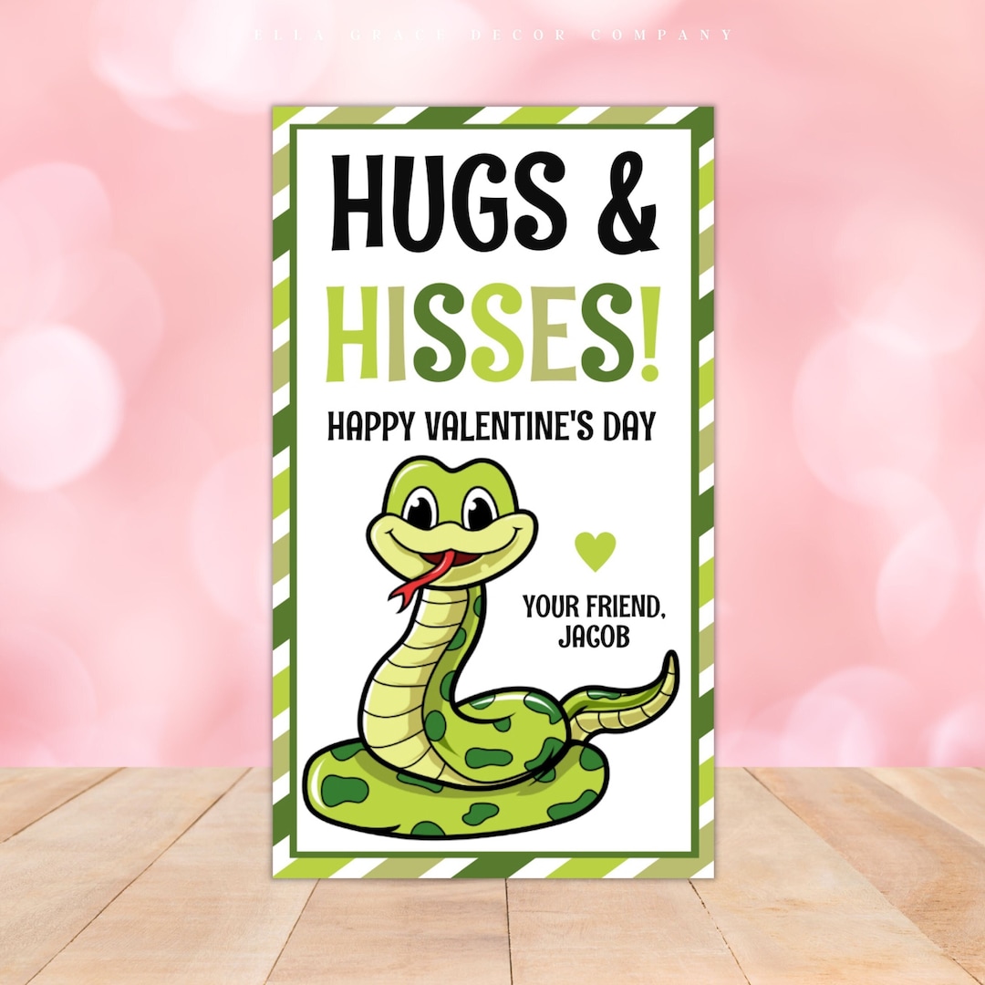 Snake Valentines Day Tag, Snake Valentines Day Cards, Snake Valentines ...