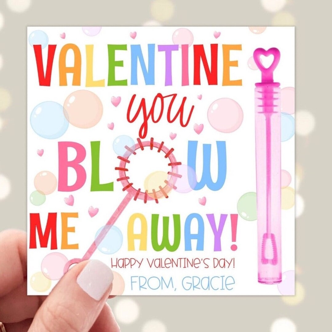 Editable Bubbles Valentine Printable Tag, Preschool Valentines Bubbles ...
