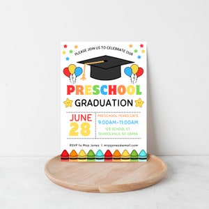 Preschool Graduation Invitation Editable, Preschool Digital Graduation ...