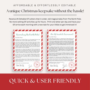 Advent Calendar for Kids Printable Elf Letters With 24 Elf Stories ...