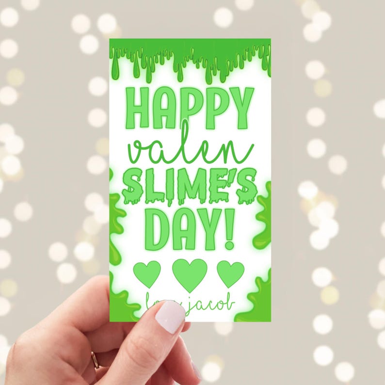 Editable Slime Valentine's Day Printable Tag, Non Food Valentine ...