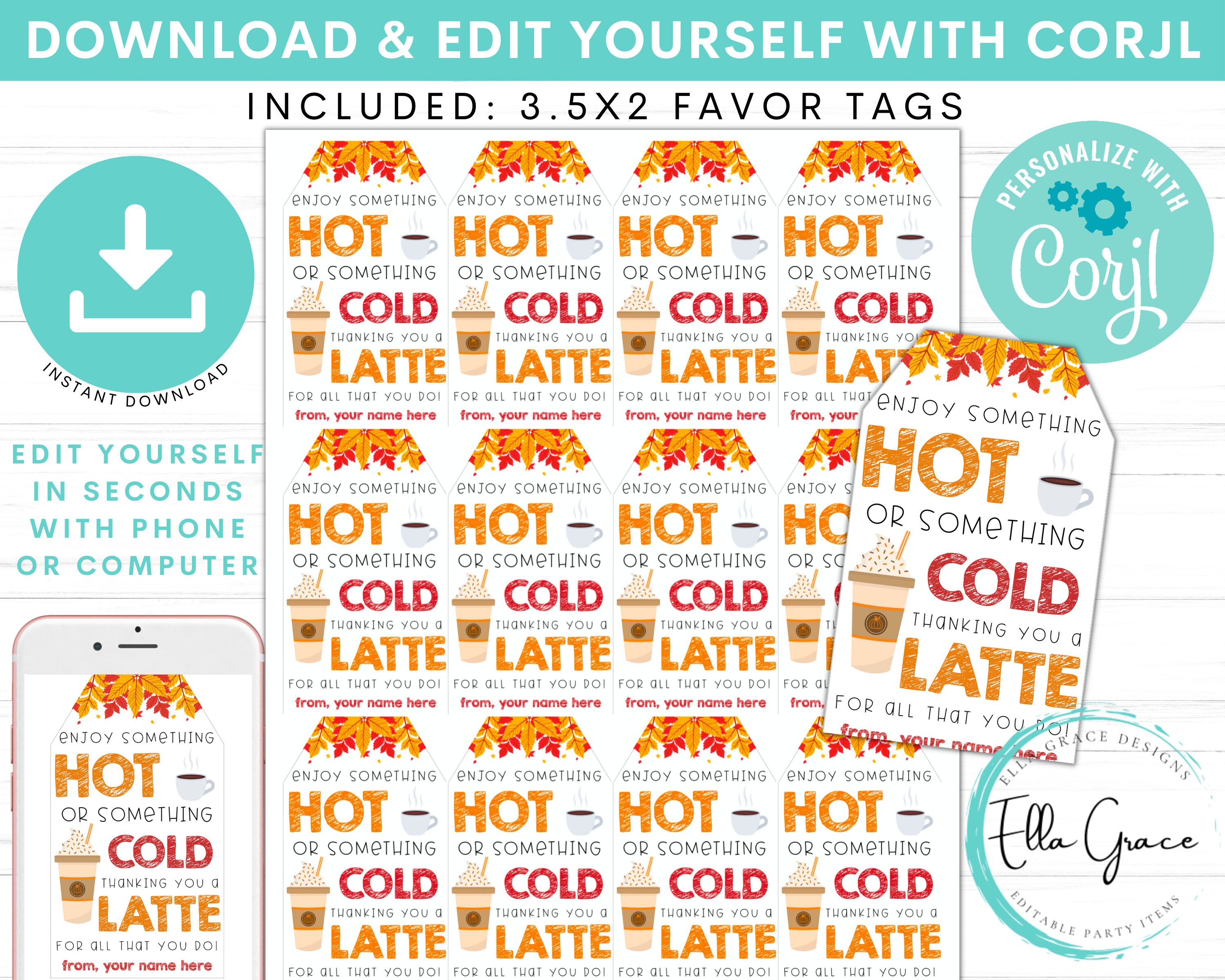 Editable Printable Autumn Treat Thank You Tag Fall - Etsy