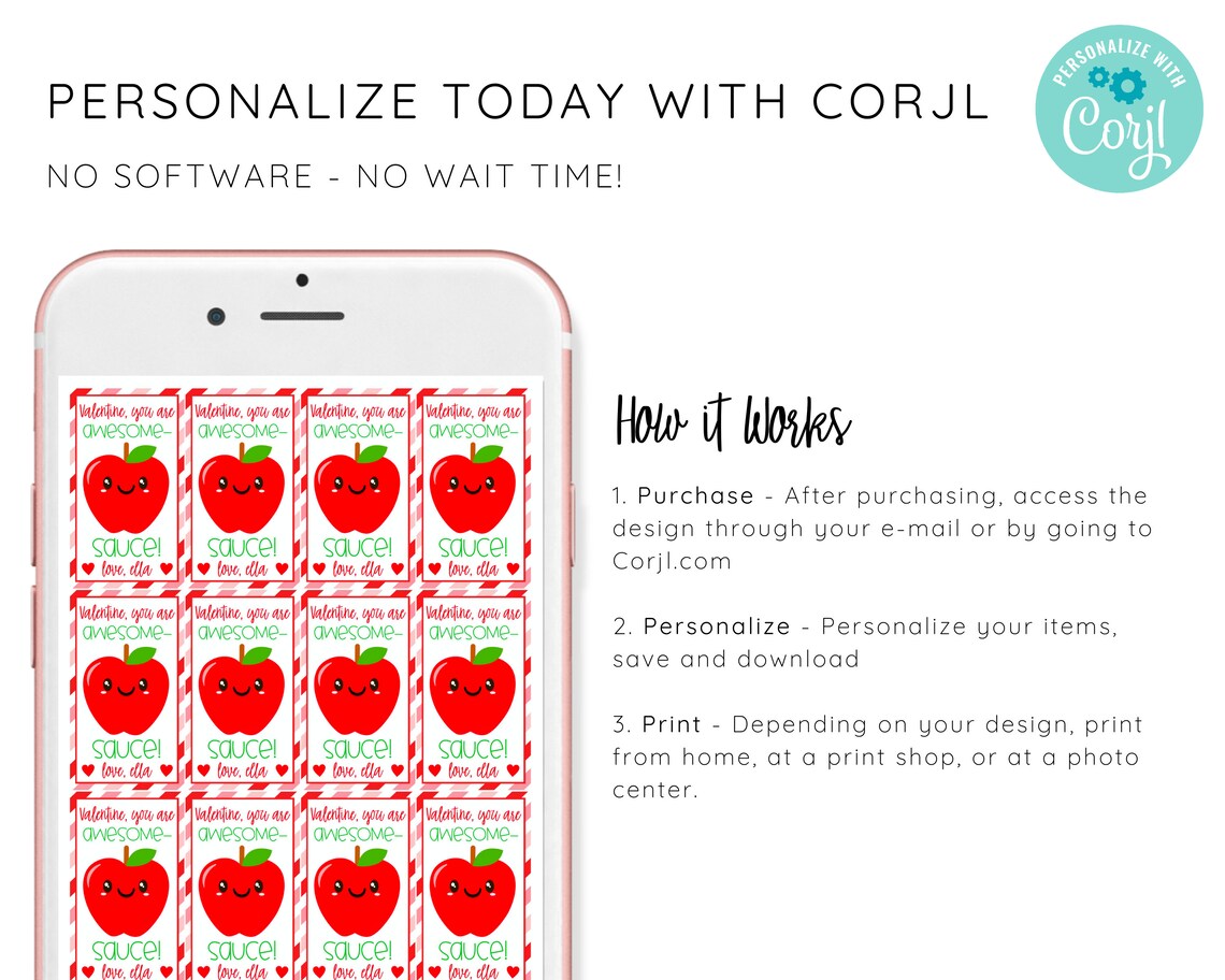 Editable Applesauce Pouch Valentine's Day Tag Printable - Etsy