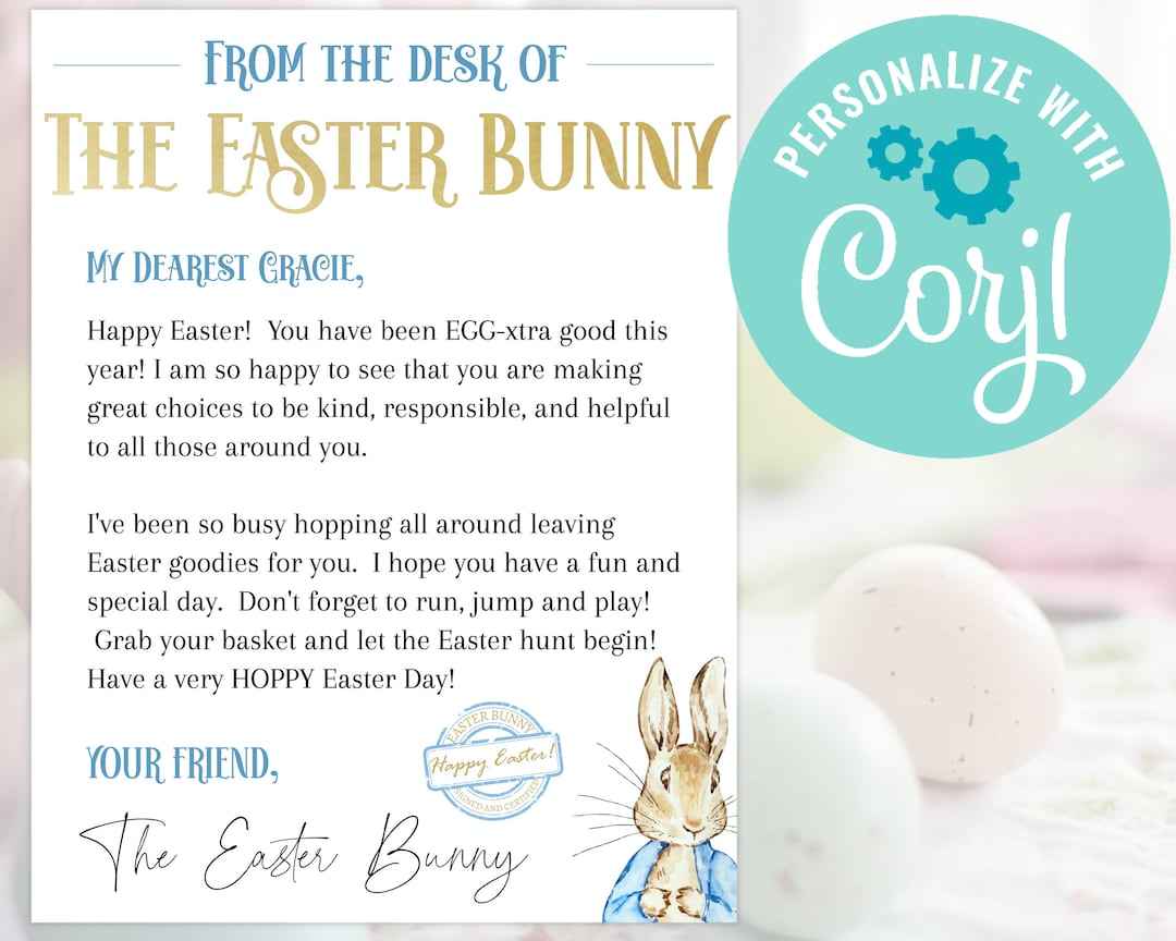 Printable Official Letter From the Desk of the Easter Bunny, Editable ...