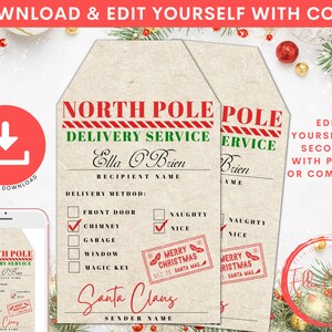 Printable North Pole Special Delivery Tag Template, Editable Santa Gift ...