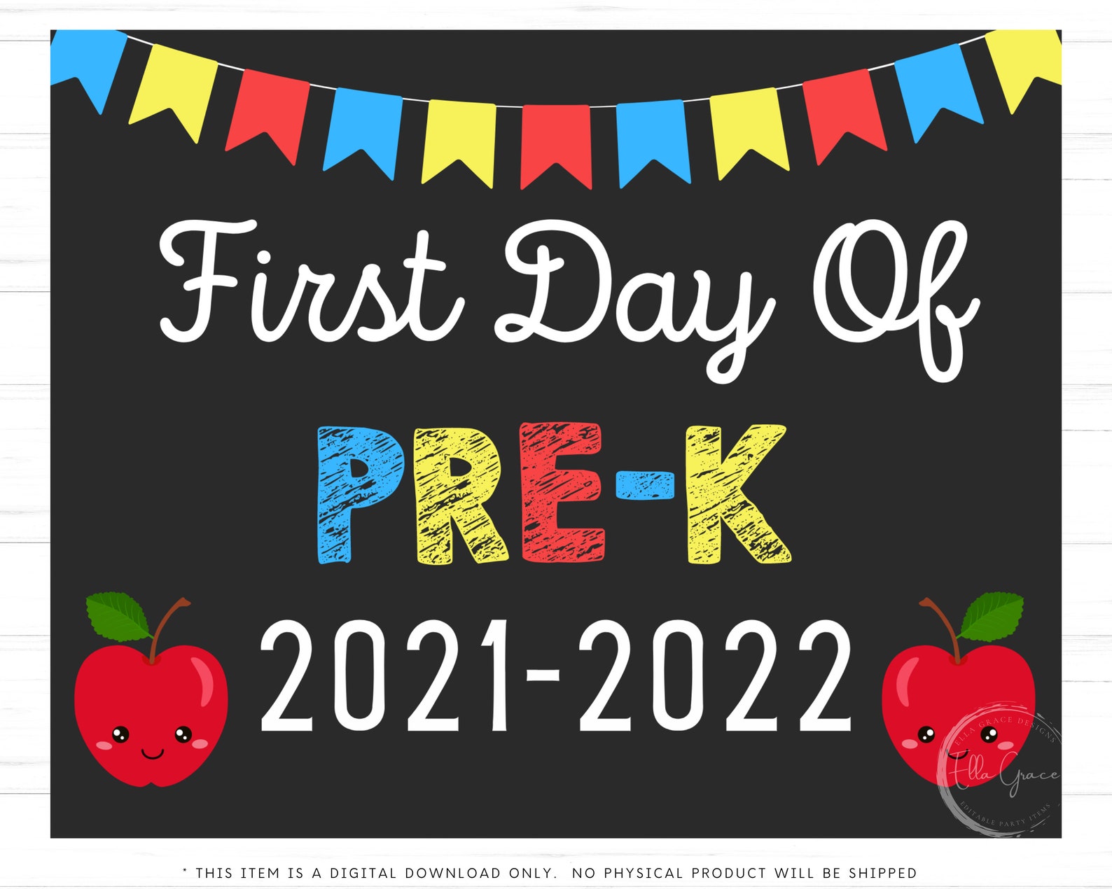First Day Of Pre K Sign First Day Of School Sign Pre K Etsy